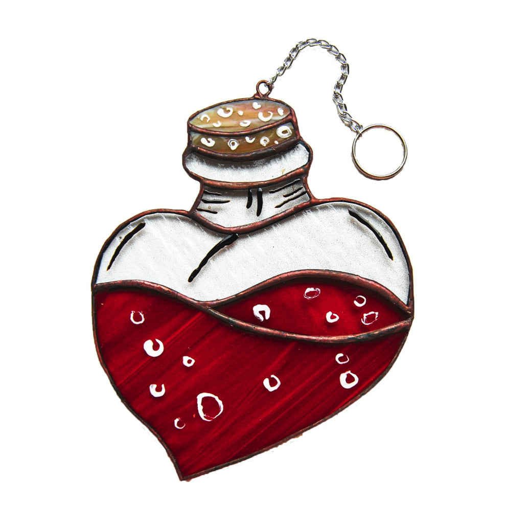 Bottle shape heart stained glass – Play The Glass