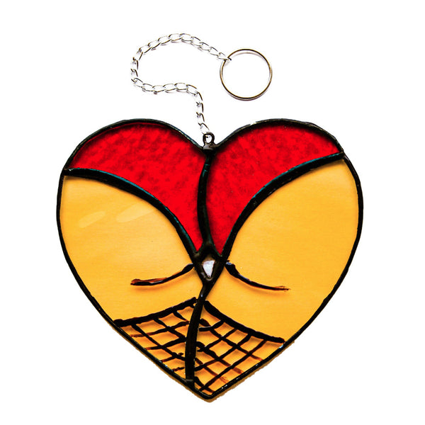 Stained glass Romantic Heart in Red Panties – Play The Glass